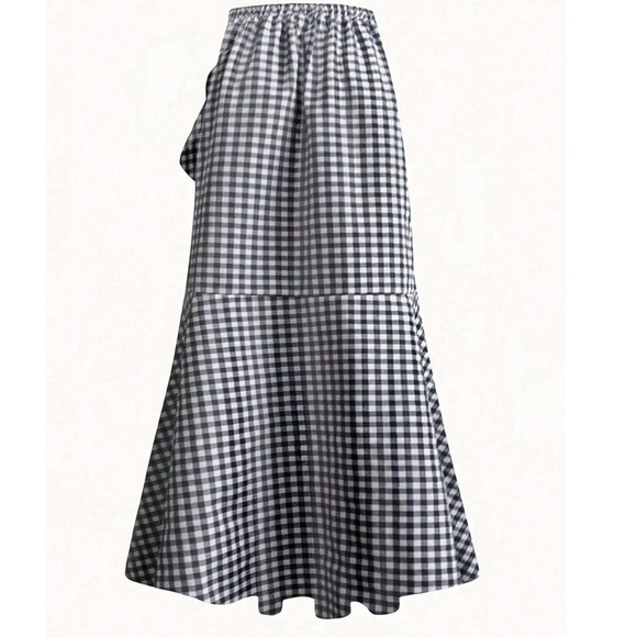 BellanBlue | Skirts | Gingham Print Belted Stretchy Waist Ruffle Max ...